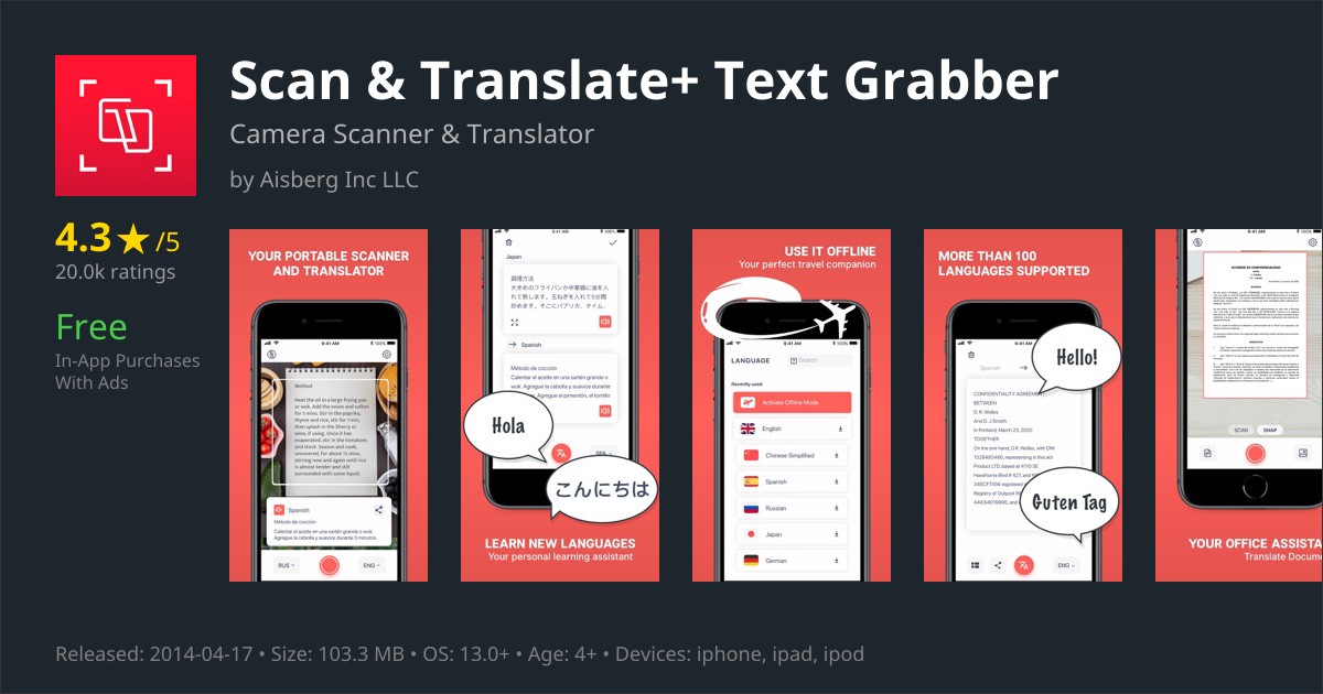 Scan & Translate+ Text Grabber App Reviews – Features, Pricing & User ...