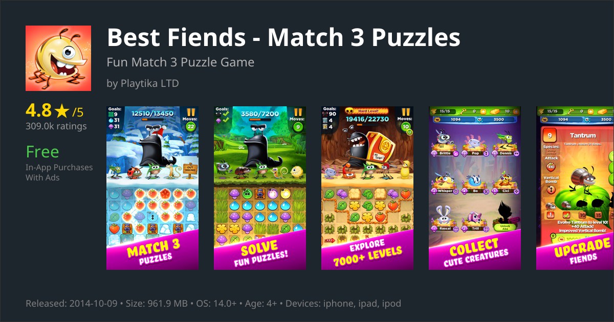 Best Fiends - Match 3 Puzzles & Character Collection