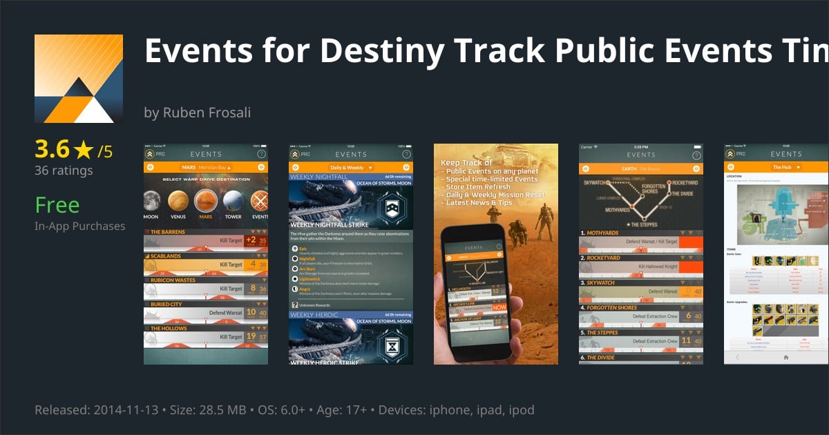 Events for Destiny Track Public Events Timers app for iPhone — Download