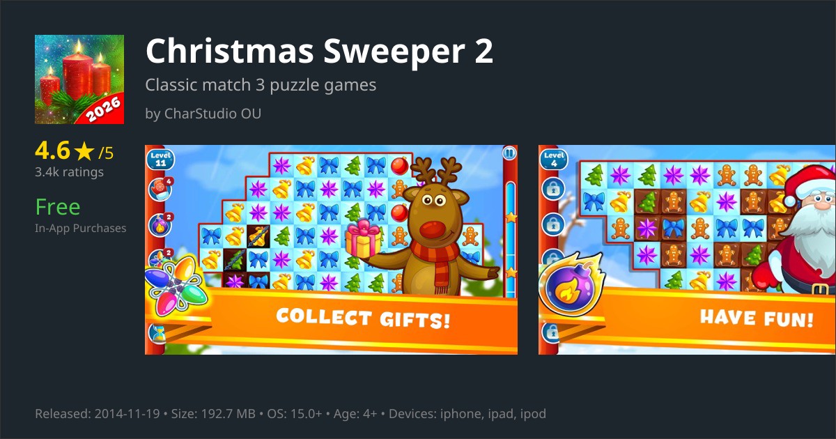 Christmas Sweeper 2 - Match 3 Puzzle Game | AppsHunter