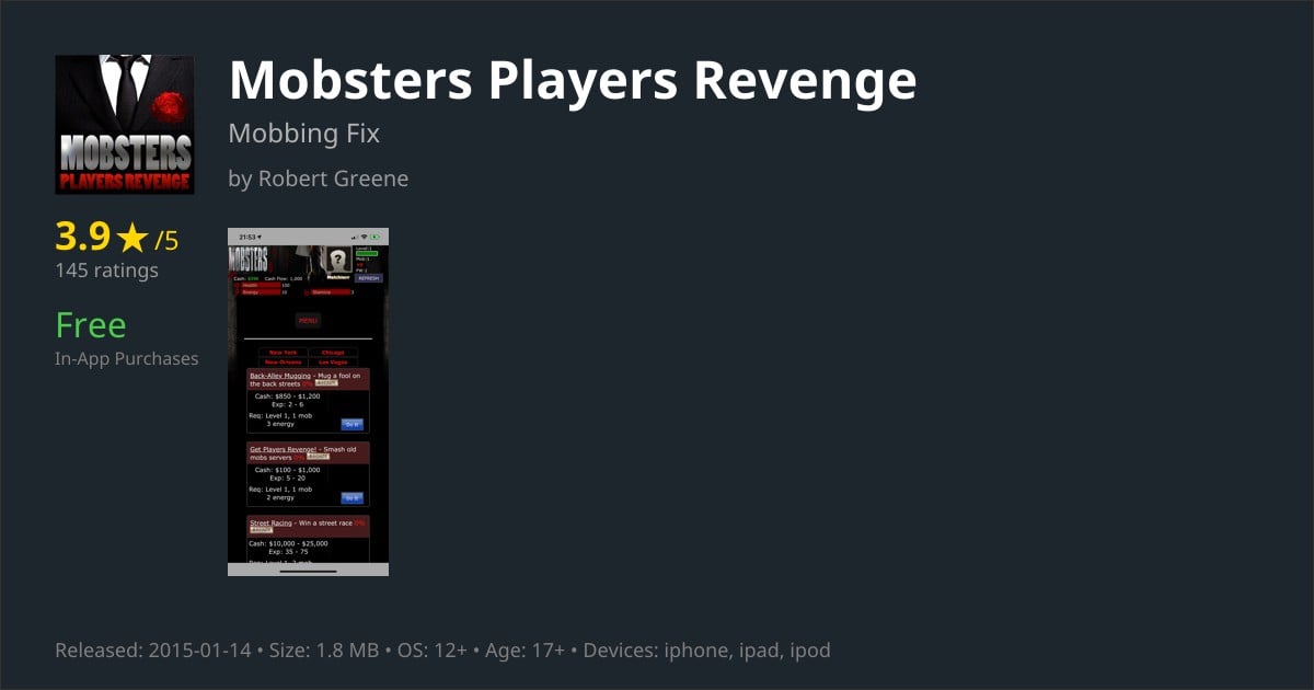 Mobsters Players Revenge Game Reviews – Features, Pricing & User Ratings