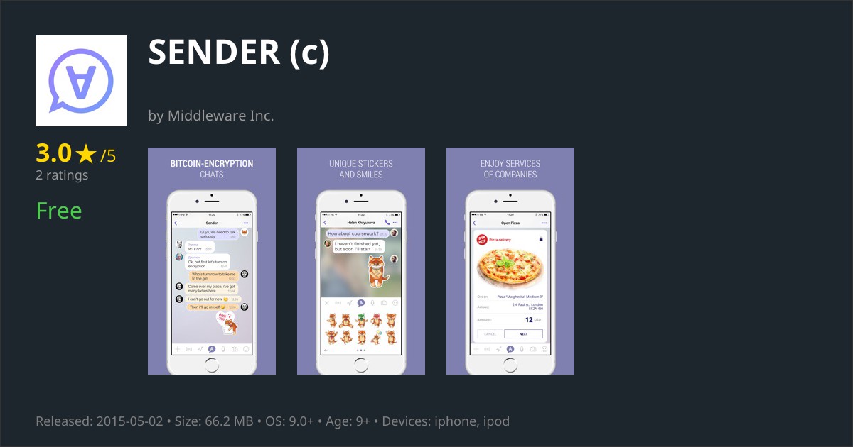 SENDER - Messenger, Finance, Bitcoin Wallet