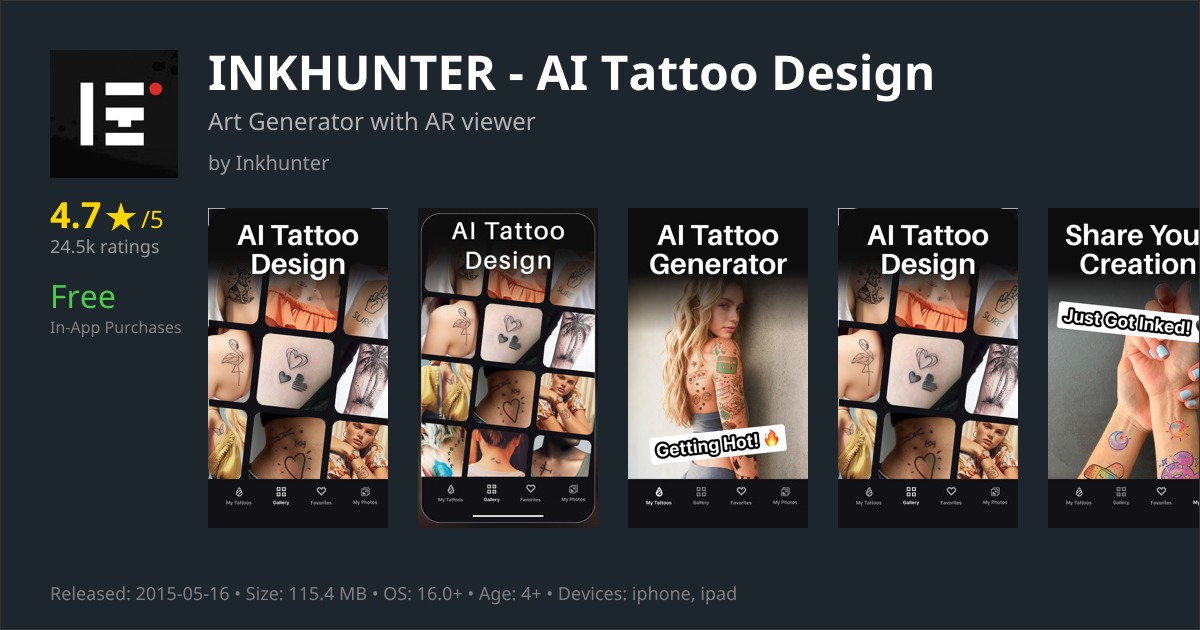 INKHUNTER - AI Tattoo Design AR Preview
