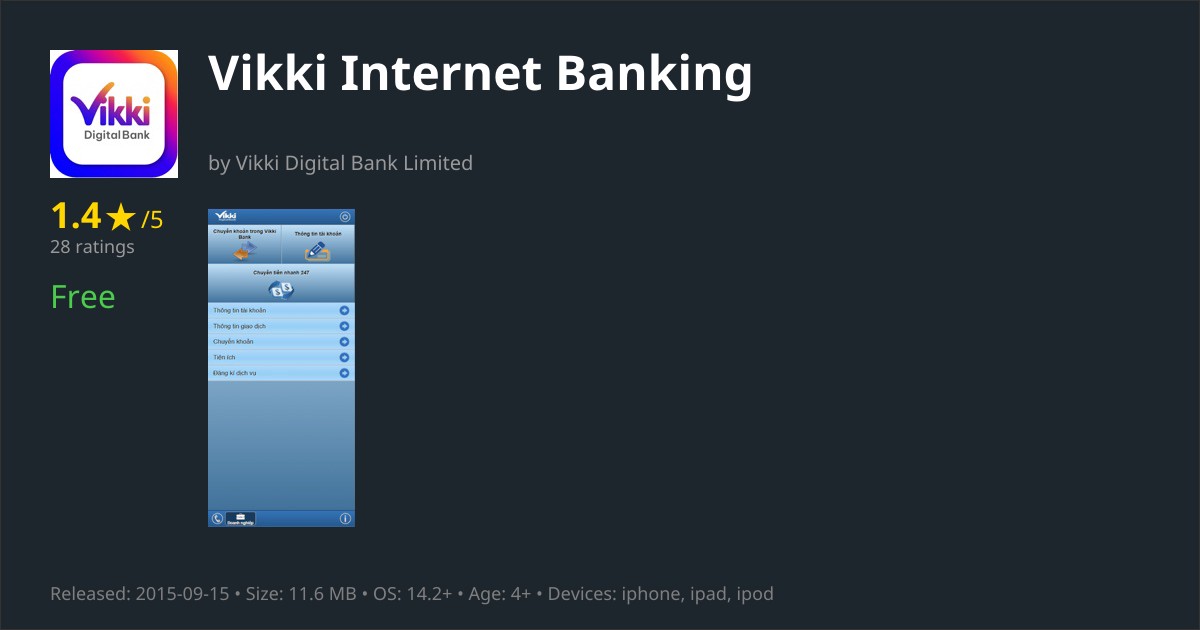 Vikki Internet Banking App Reviews – Features, Alternatives & User Ratings